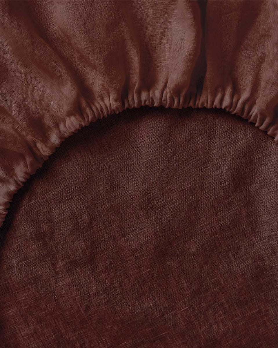 Linen Fitted Sheet - Brown Sugar – Hommey USA