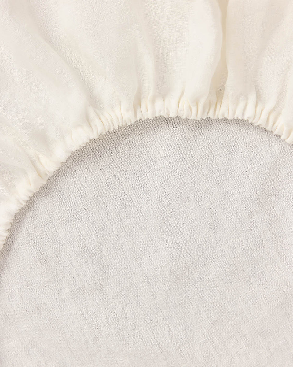 Linen Fitted Sheet - Meringue – Hommey USA