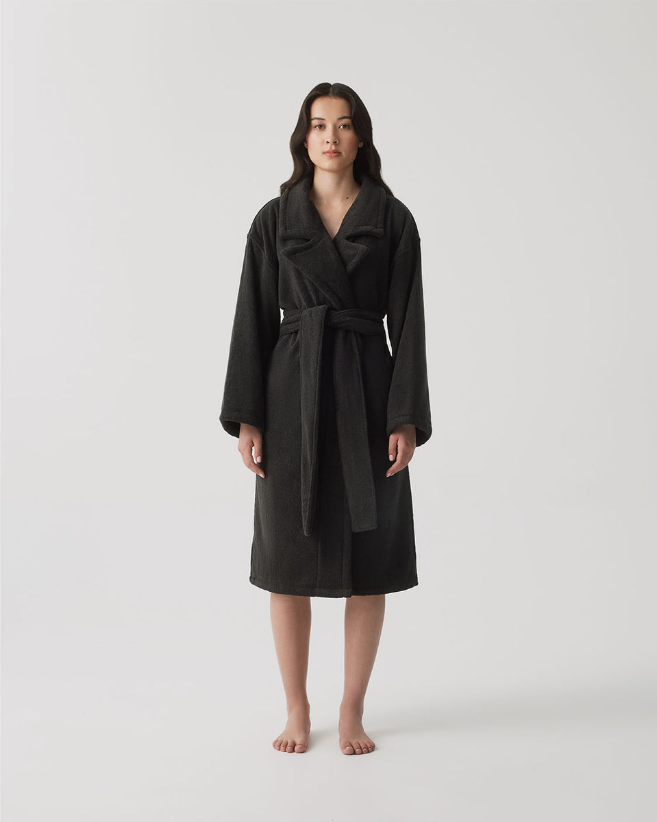 Hommey Charcoal Black Robe | Soft & Cosy Unisex Cotton Dressing Gown ...